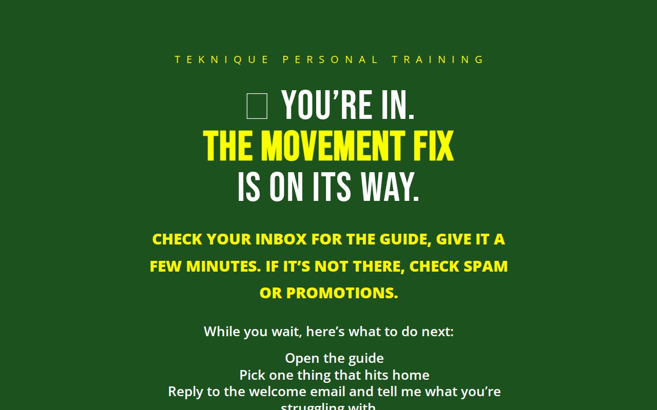 Movement Fix thank you page